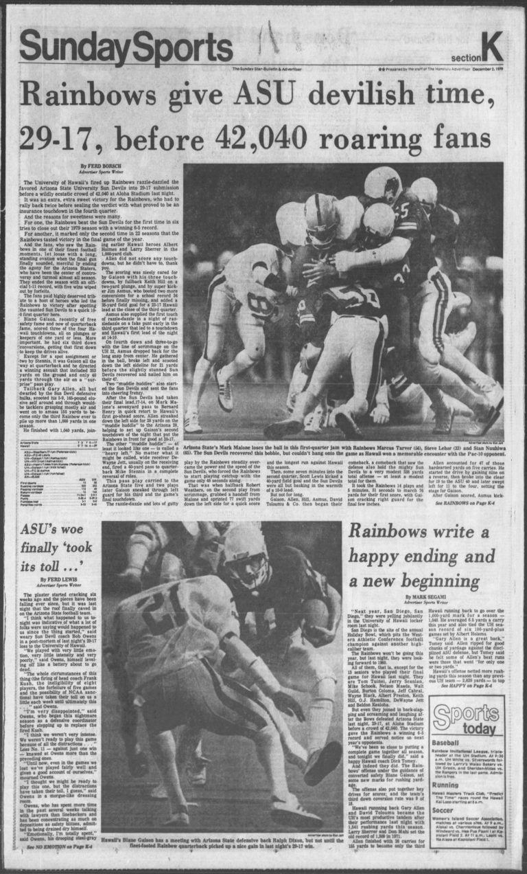 ON THIS DATE IN 1979: Blane Gaison starts something against Arizona ...